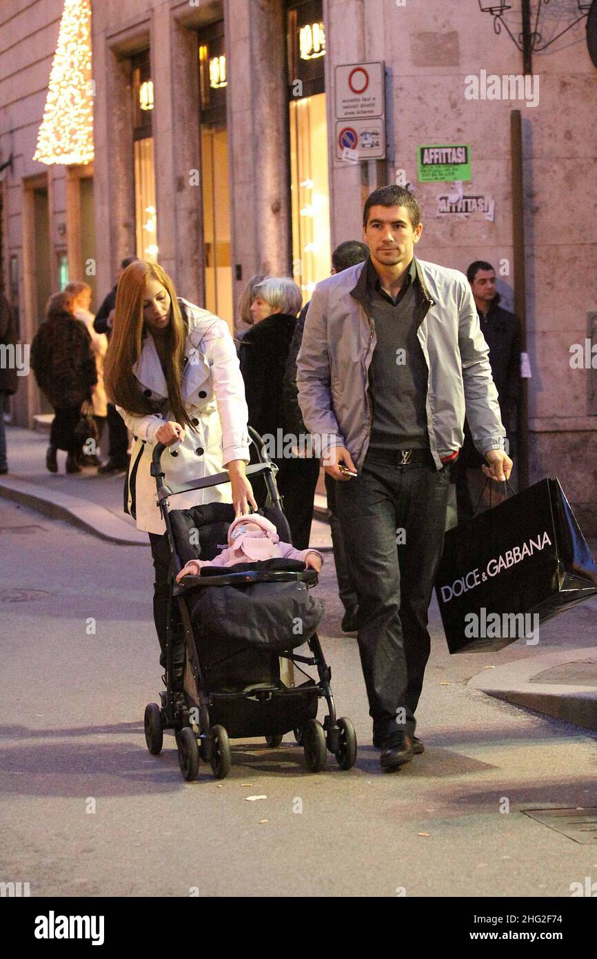 Lazio soccer player , Alexander Kolarov, walking around with wife Vesna ...