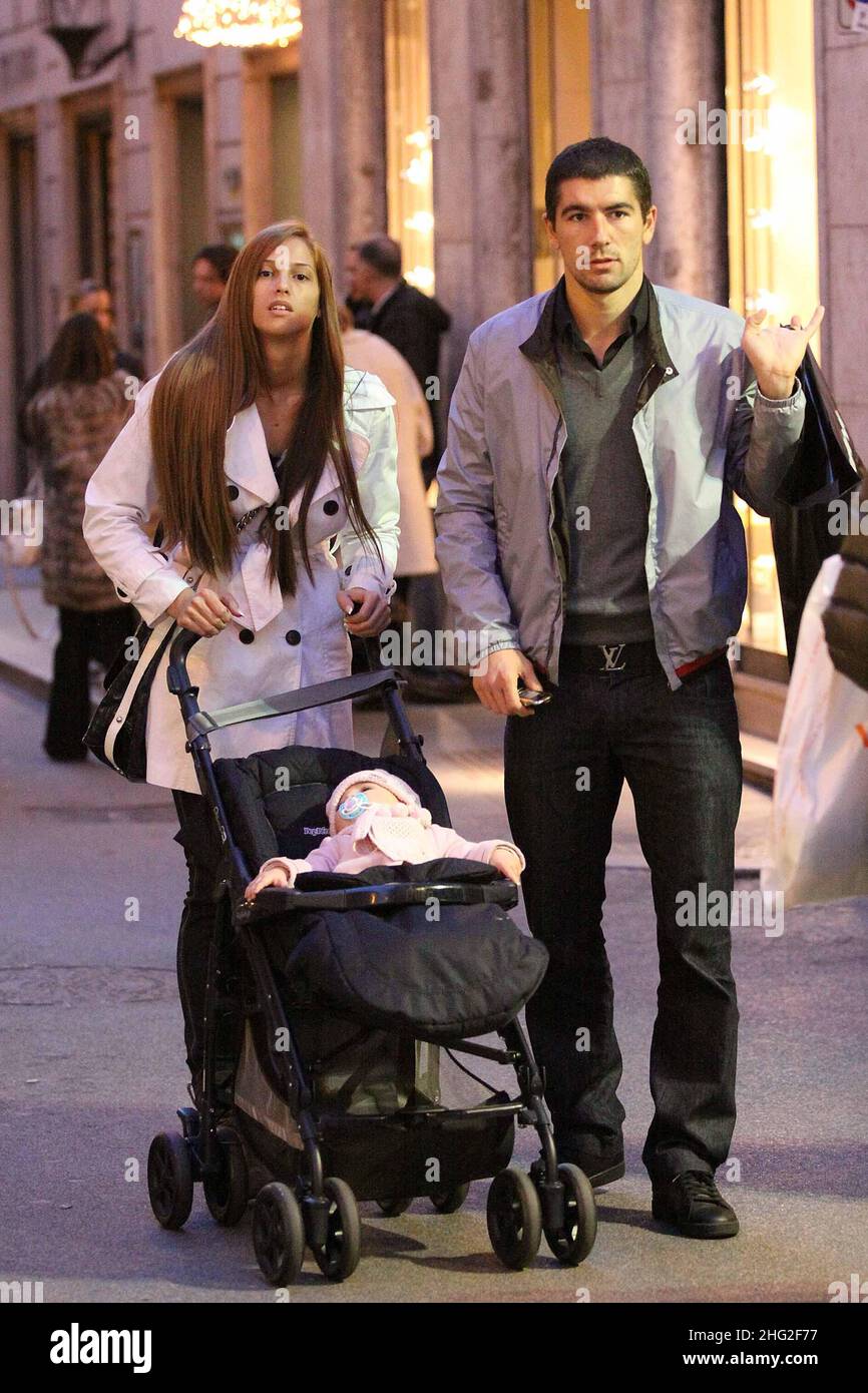 Lazio soccer player , Alexander Kolarov, walking around with wife Vesna ...