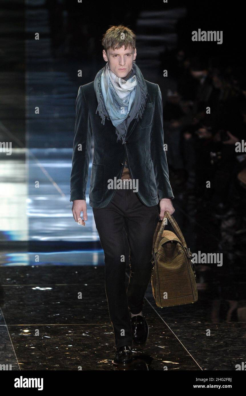 Model on the catwalk during the 'Gucci' mens autumn-winter 2010-2011 ...