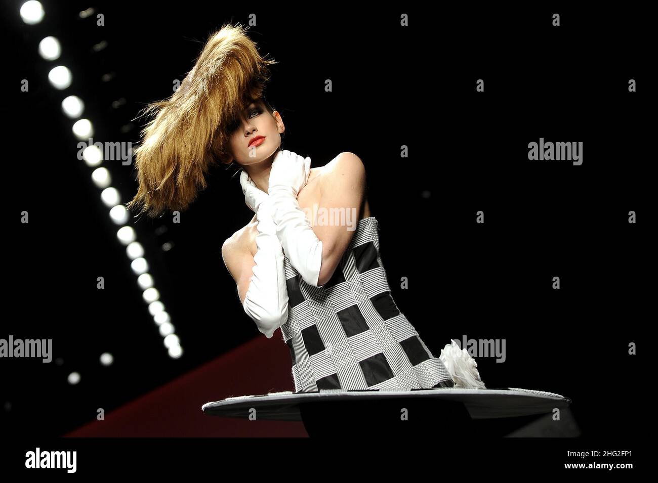 A model wears a creation by Lorenzo Riva for his Spring/Summer 2010 ...