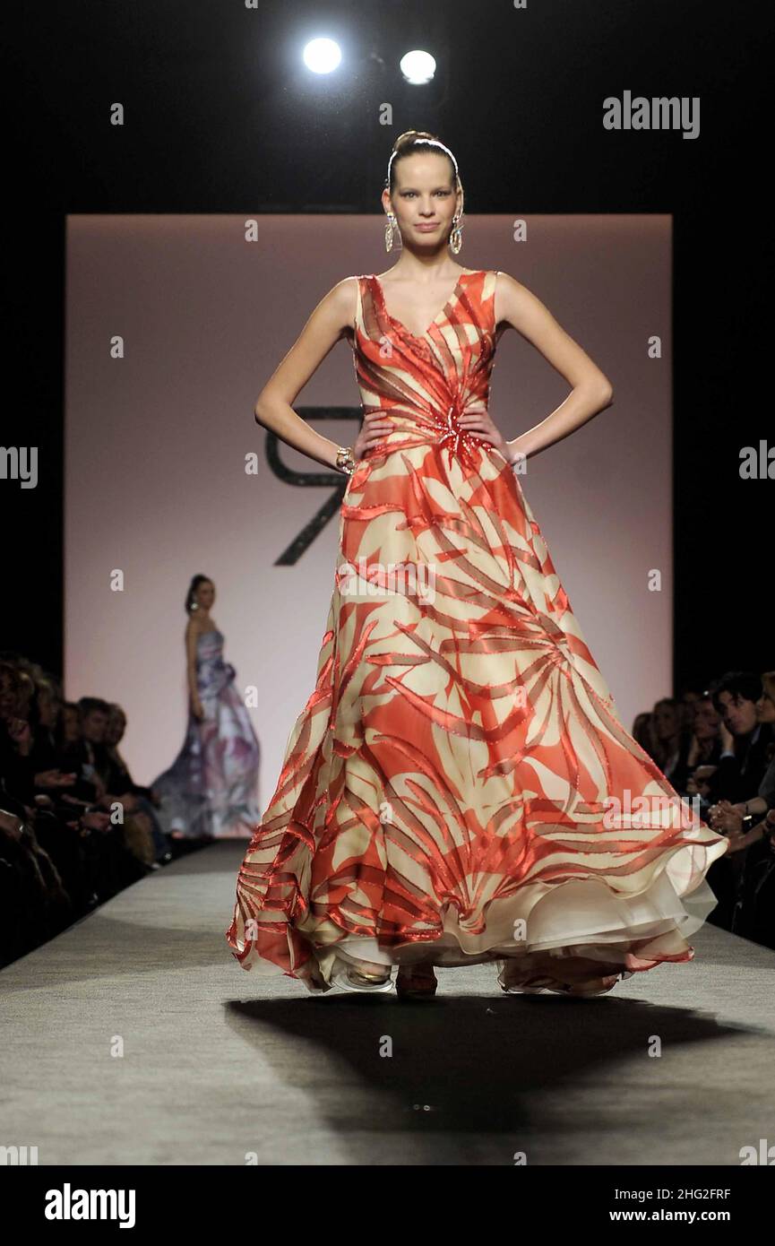 A model wears a creation by Renato Balestra on the catwalk during Rome ...