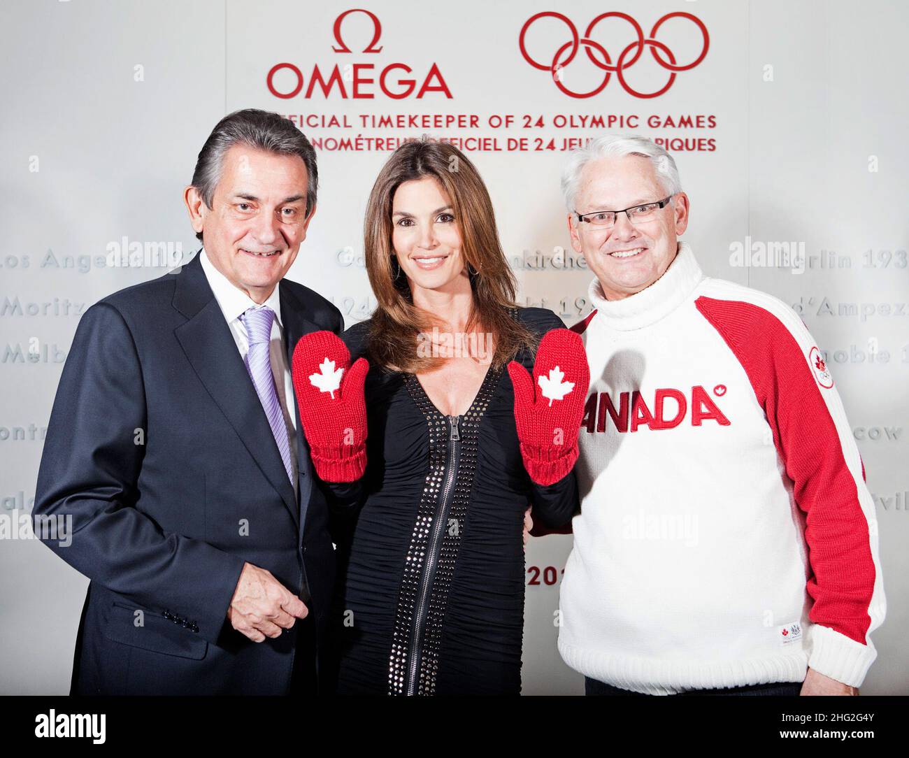President of OMEGA Stephen Urquhart and Brand Ambassador Cindy Crawford ...