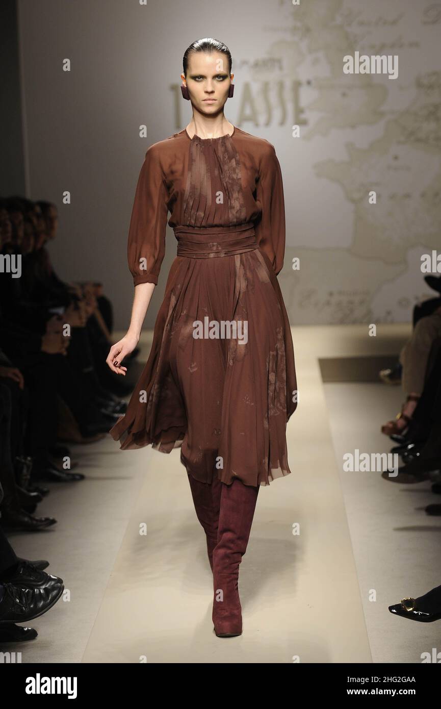 Models in the Alviero Martini show during Milan Fashion Week in Italy ...