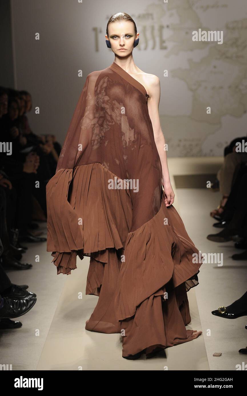 Models in the Alviero Martini show during Milan Fashion Week in Italy ...