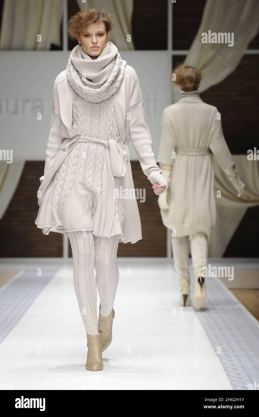 A model walks the catwalk during the Laura Biagiotti fashion show as ...