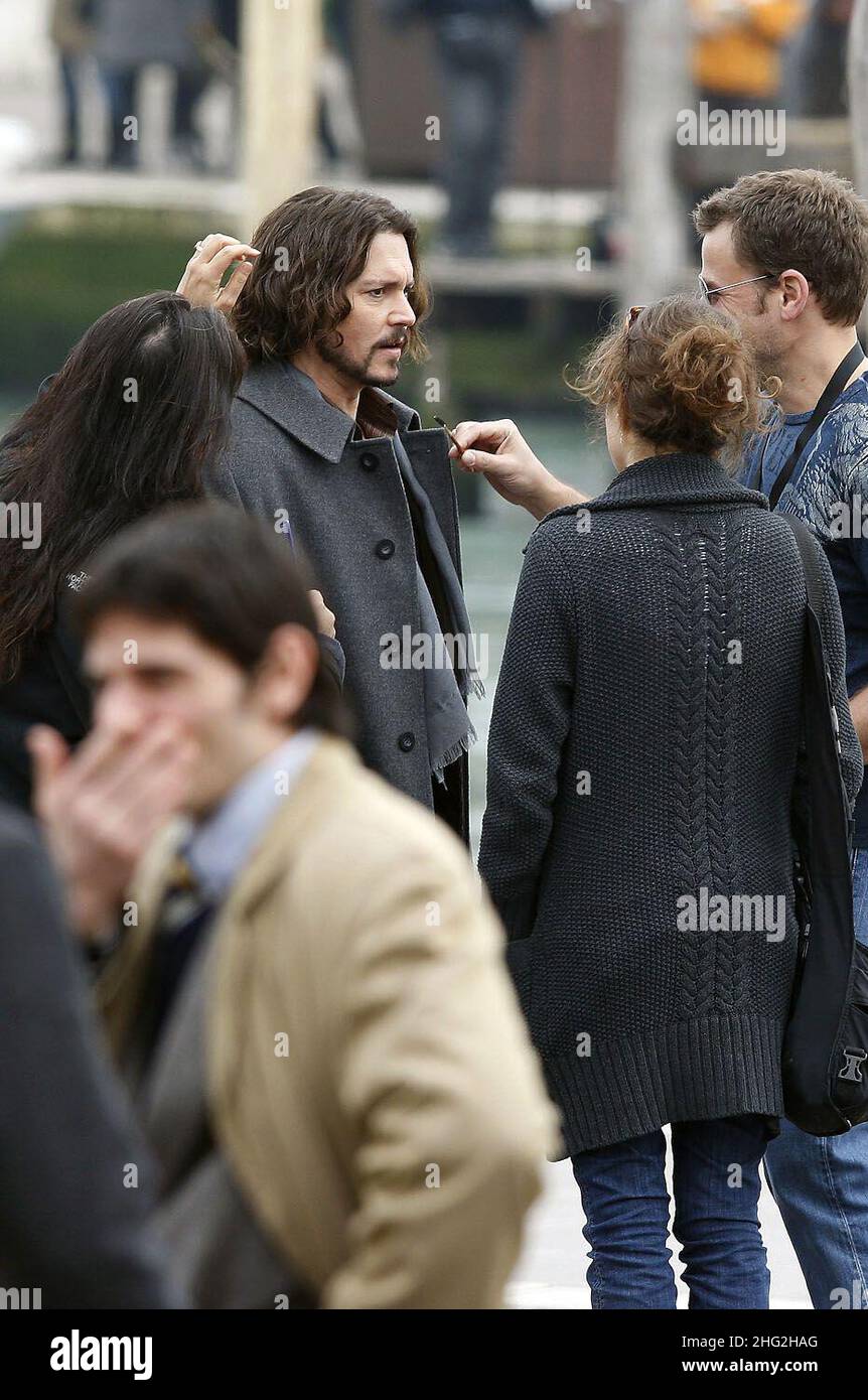 Johnny Depp on the set of the new film 'The Tourist' in Venice, Italy ...
