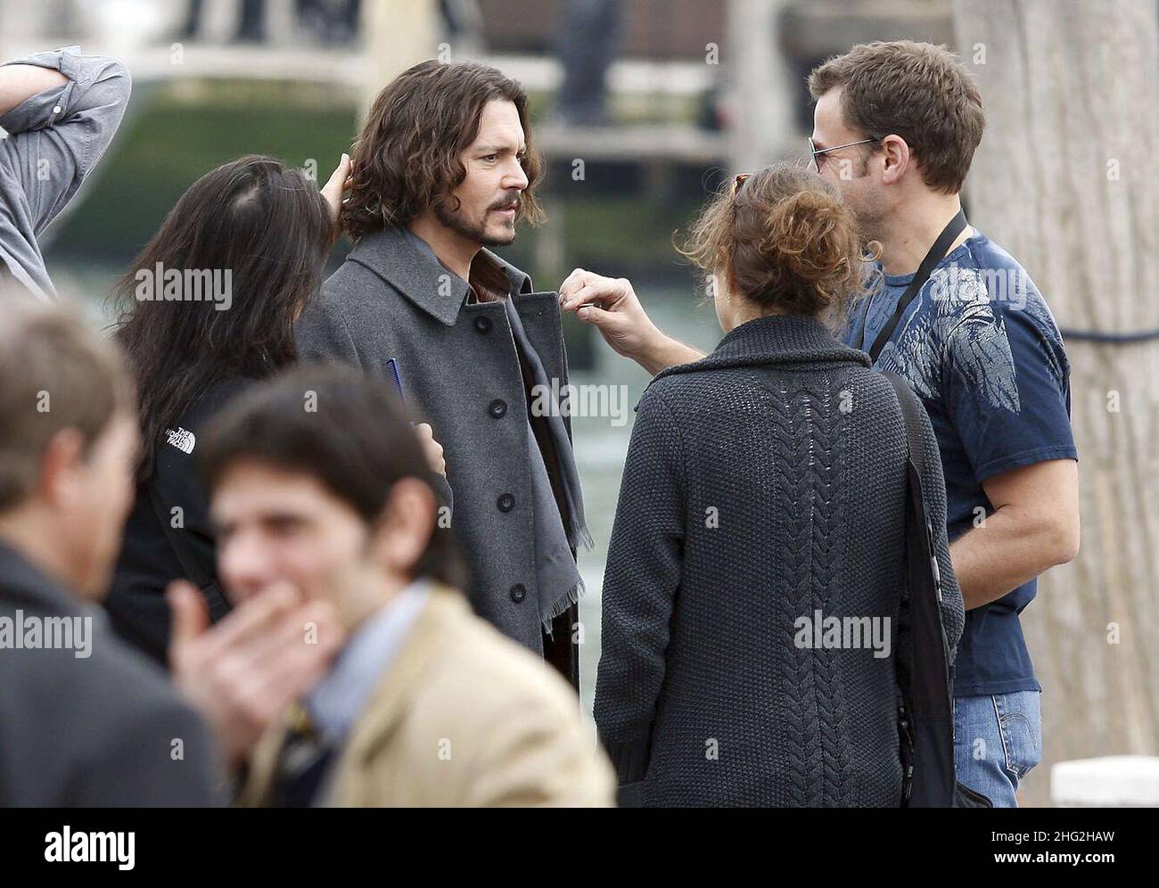 Johnny Depp on the set of the new film 'The Tourist' in Venice, Italy ...