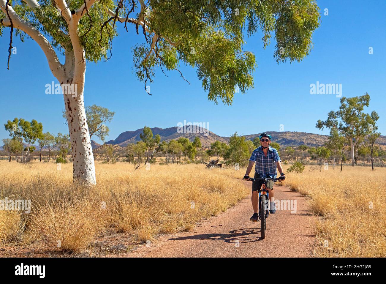 Cycling on the Simpsons Gap Bike Path Stock Photo - Alamy