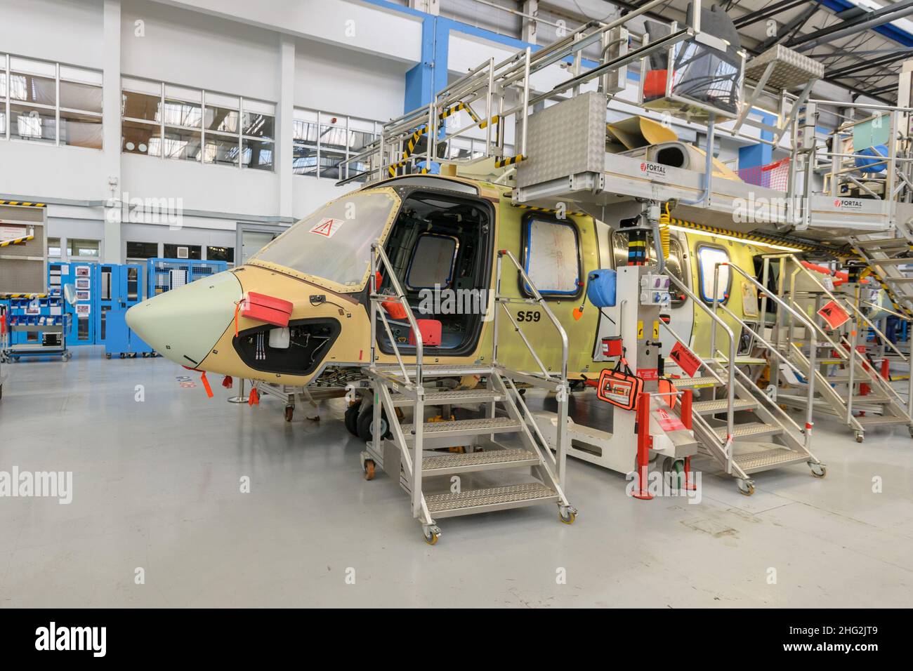 A stage of assembly seen in the production line, at the Marignane plant ...
