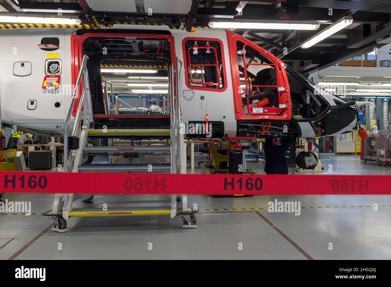 A stage of assembly seen in the production line, at the Marignane plant ...