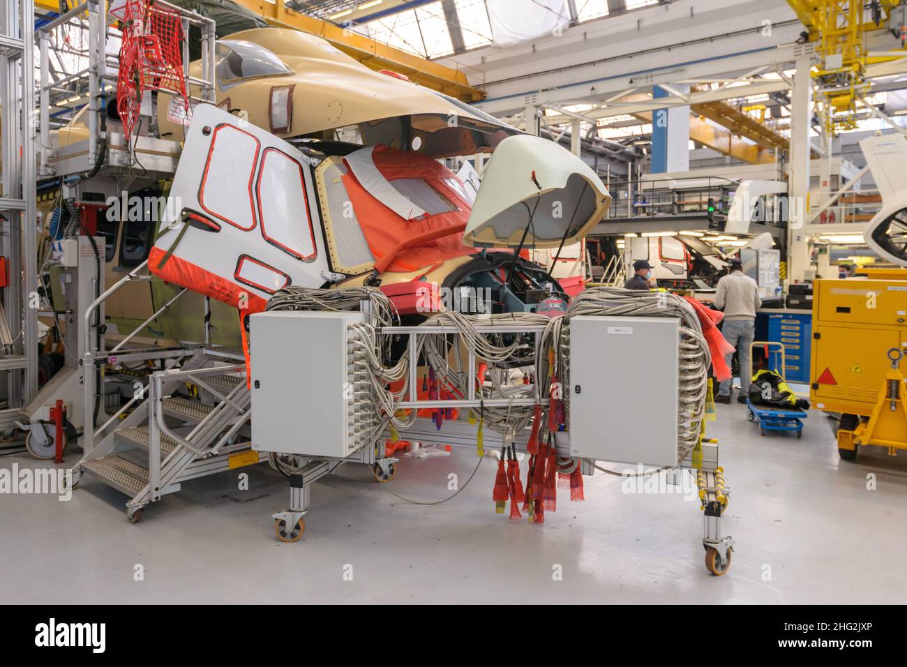 A stage of assembly seen in the production line, at the Marignane plant ...