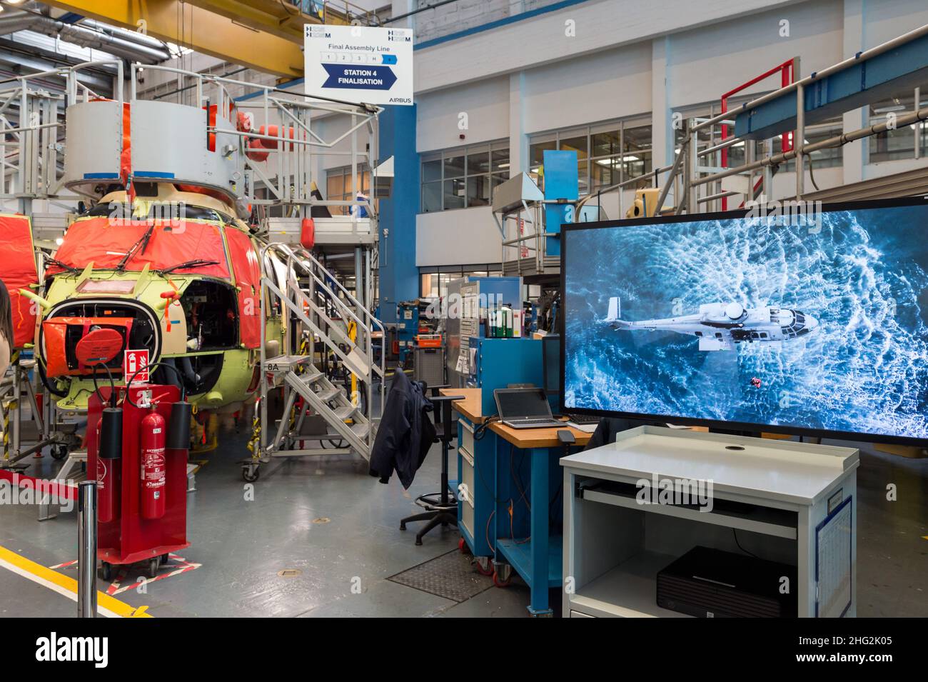 A stage of assembly seen in the production line, at the Marignane plant ...