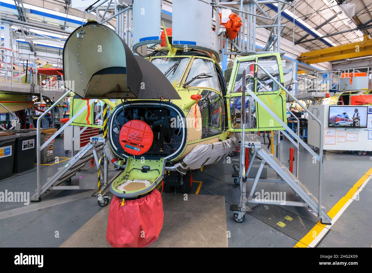A stage of assembly seen in the production line, at the Marignane plant ...