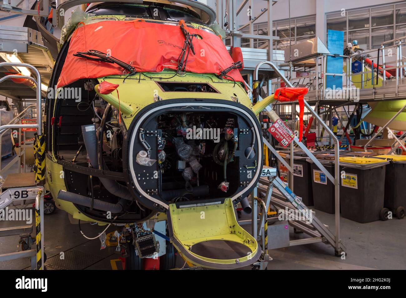 A stage of assembly seen in the production line, at the Marignane plant ...