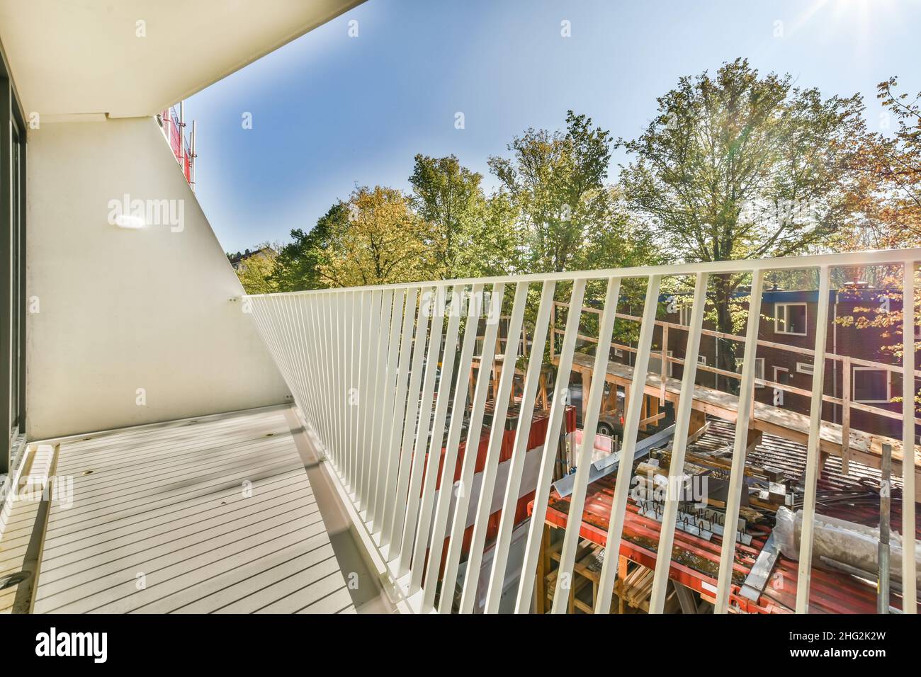 Balcony of a beautiful house in the daytime Stock Photo - Alamy