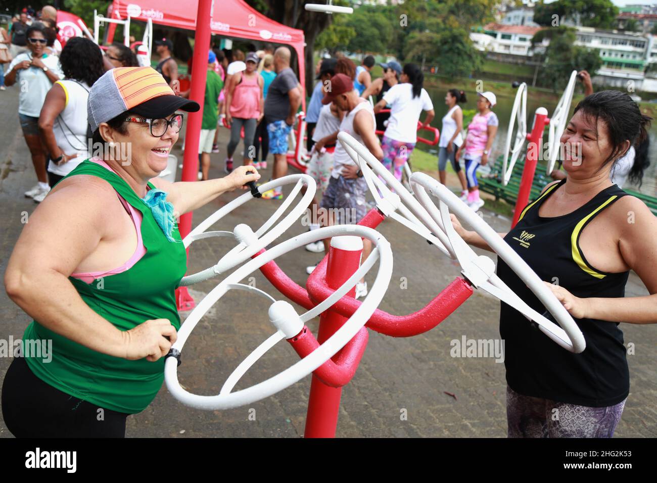 salvador, bahia, brazil - september 1, 2015: people practicing physical ...