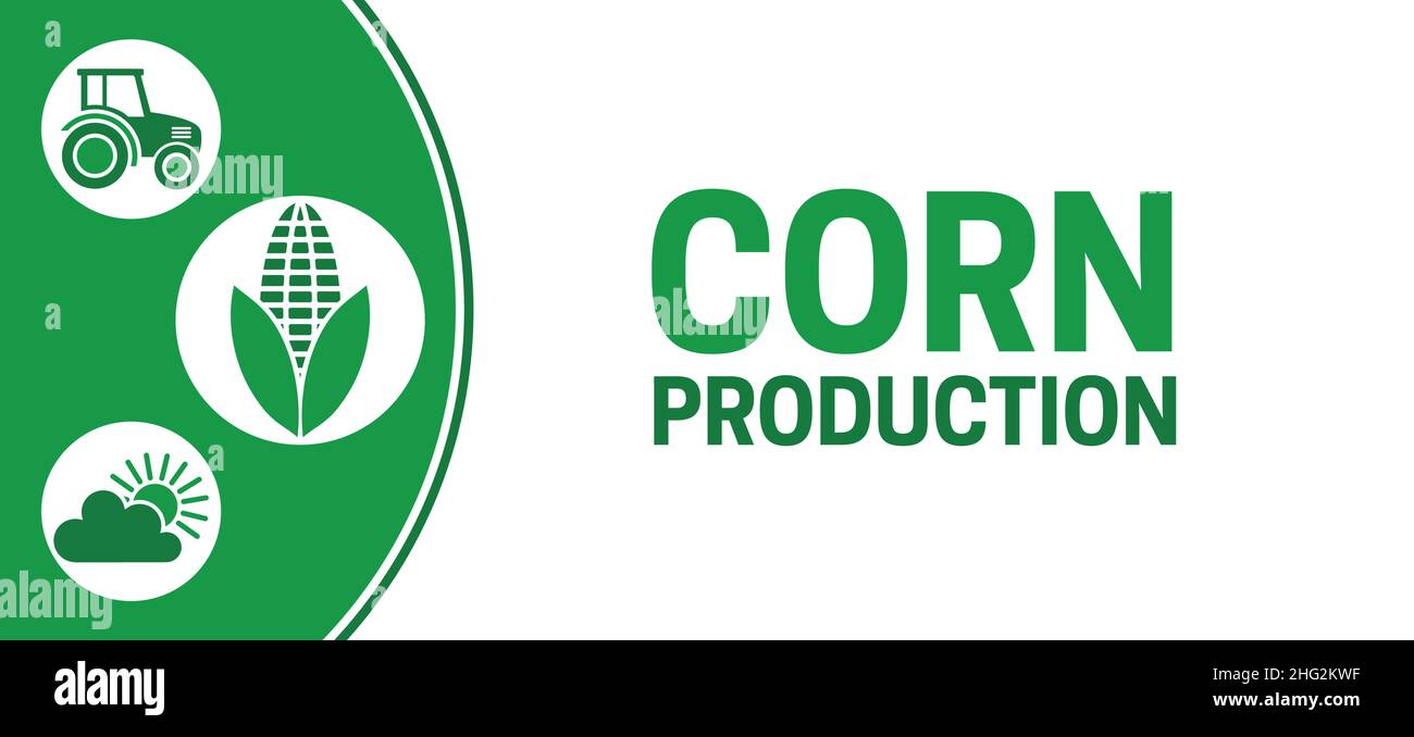Corn Production Agriculture Illustration Design with Corn, Weather and ...