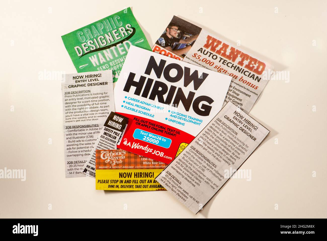 Composit of help wanted and hiring ads in Minnesota Stock Photo - Alamy