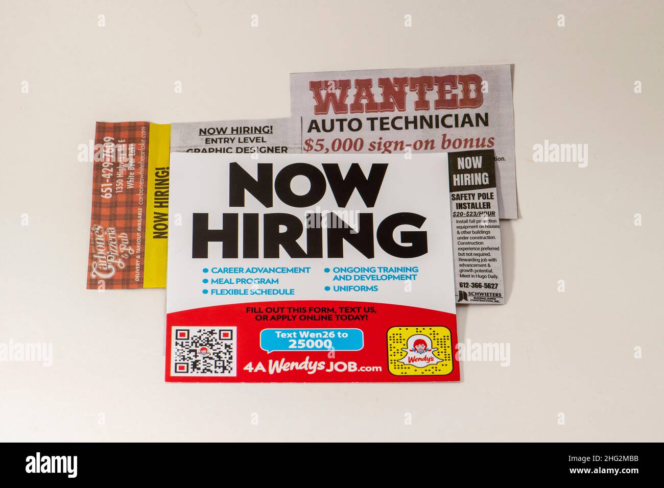 Composit of help wanted and hiring ads in Minnesota Stock Photo - Alamy