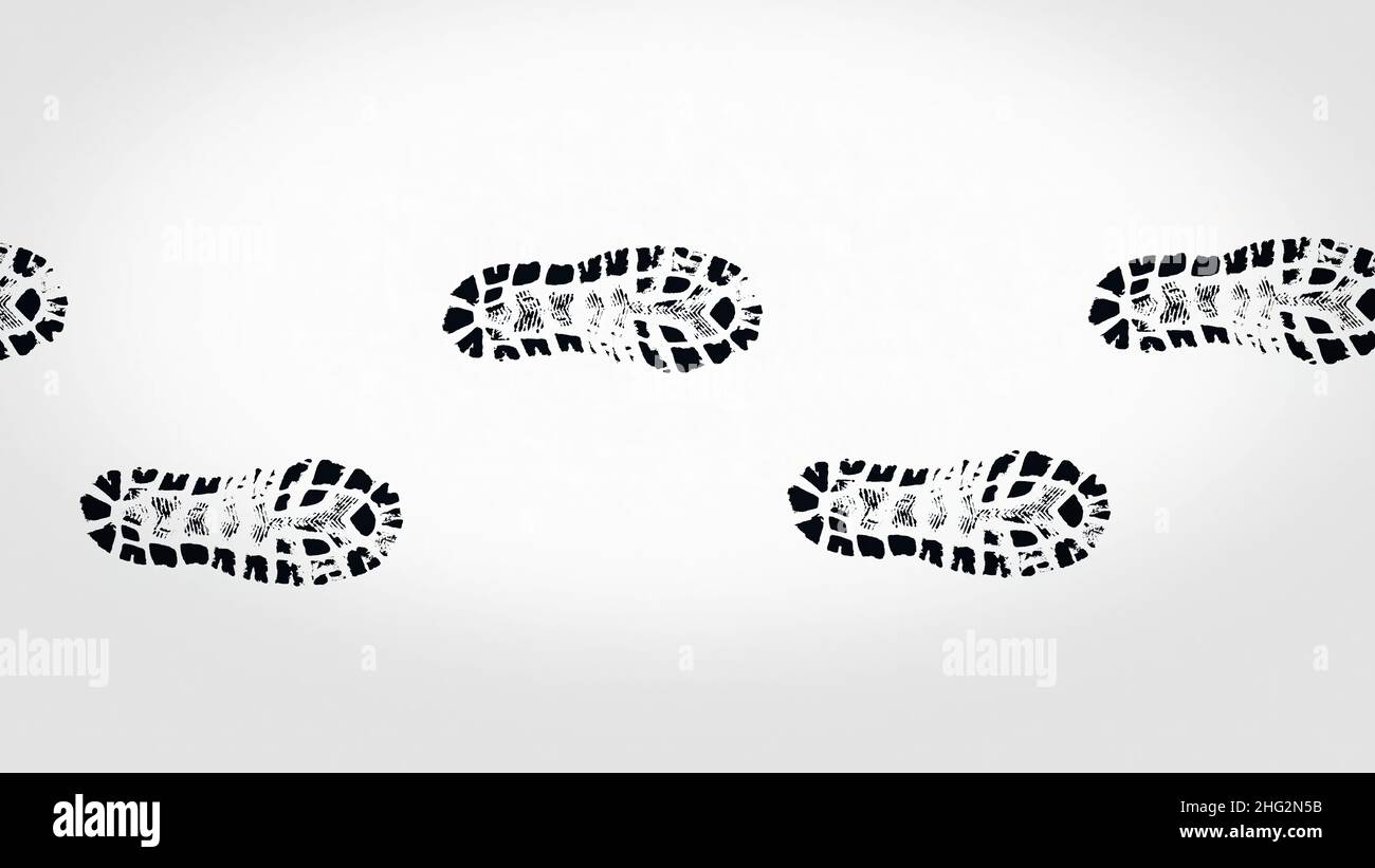 Abstract black footprints of boots on beige background, seamless loop ...