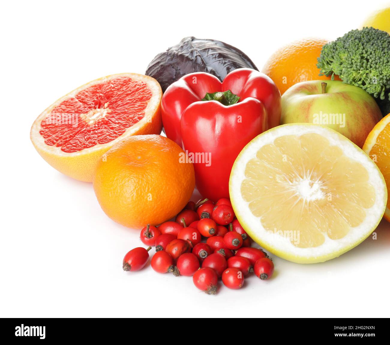 Different healthy products on white background Stock Photo - Alamy