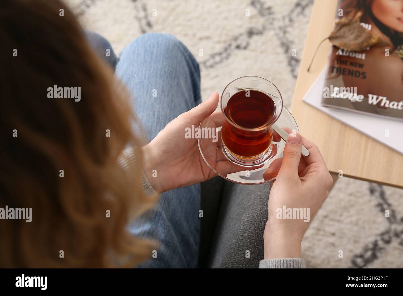 Woman drinking turkish tea hi-res stock photography and images - Alamy