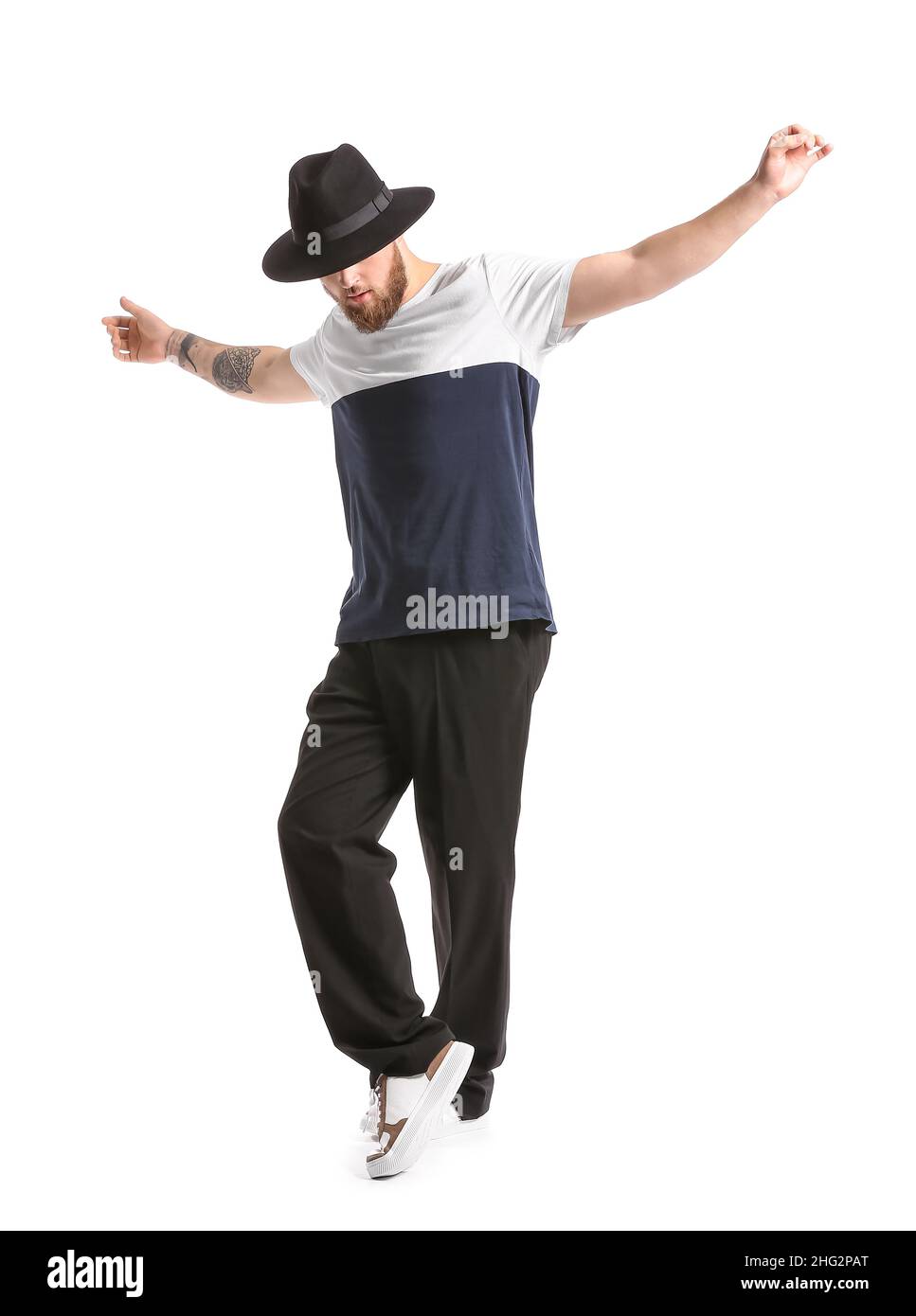 Cool dancing young man isolated on white Stock Photo - Alamy