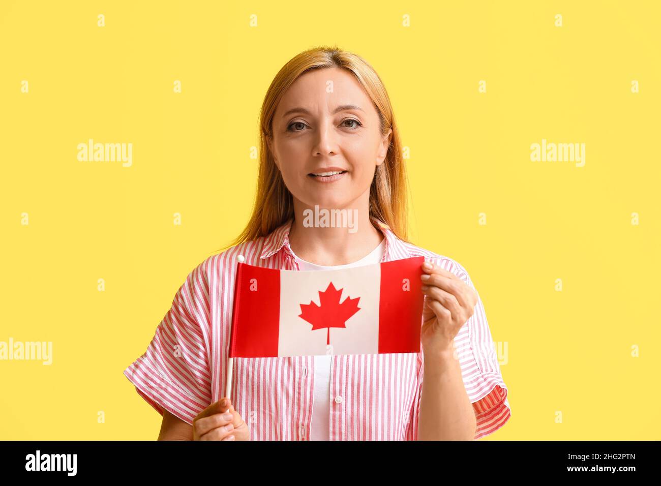 Mature woman canadian flag hi-res stock photography and images - Alamy