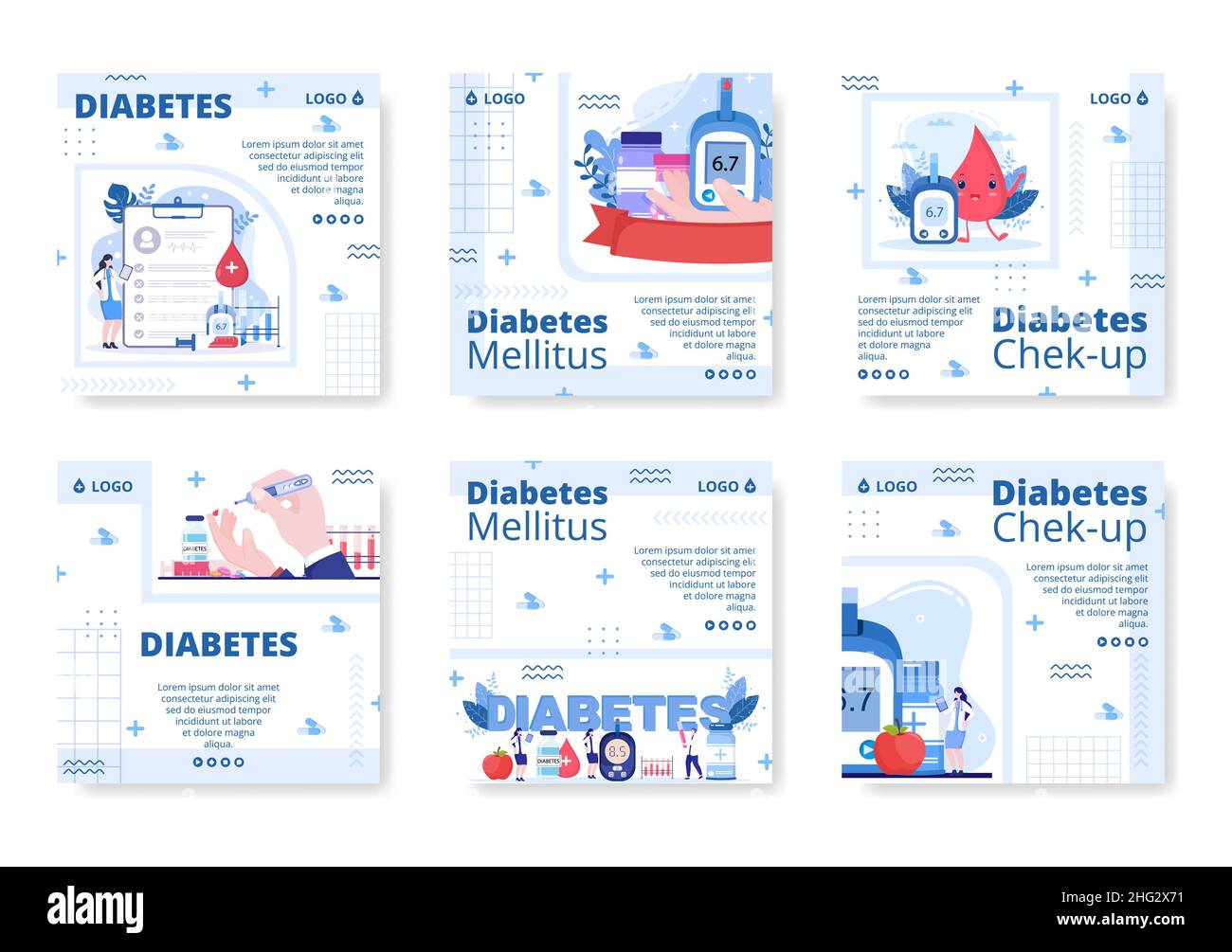 Diabetes Testing Post Template Flat Design Illustration Editable of ...