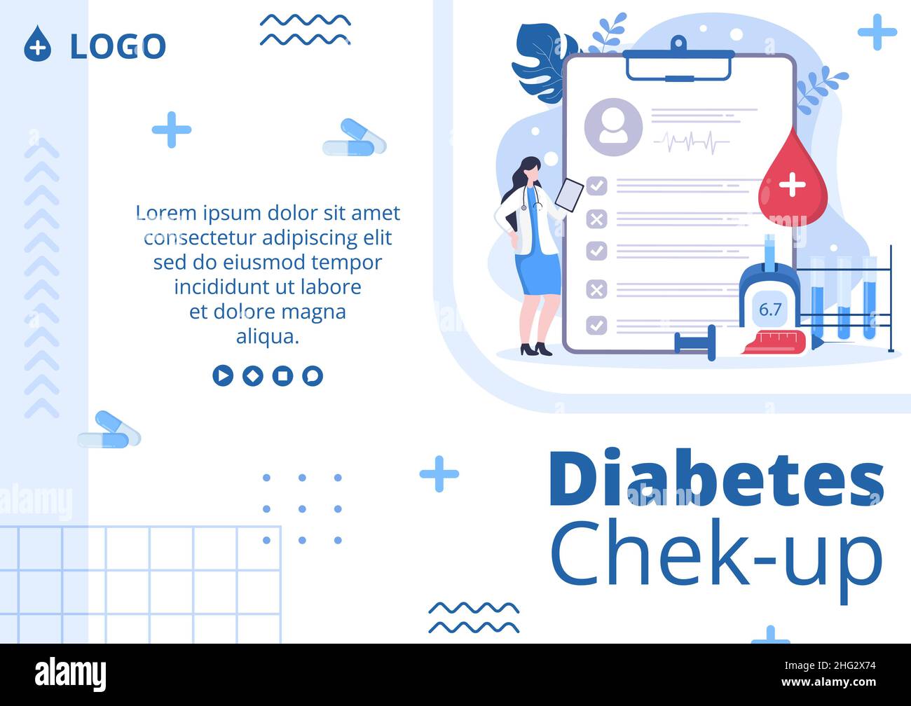 Diabetes Testing Brochure Template Flat Design Illustration Editable of ...