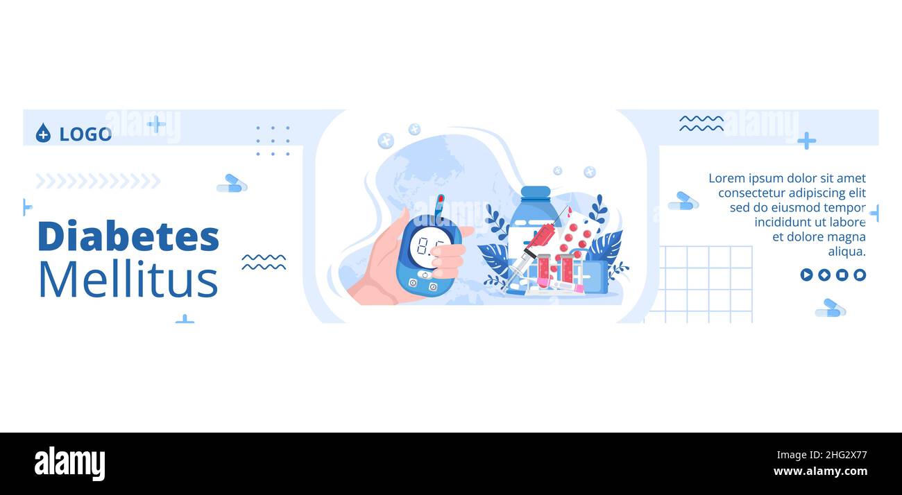 Diabetes Testing Banner Template Flat Design Illustration Editable of ...