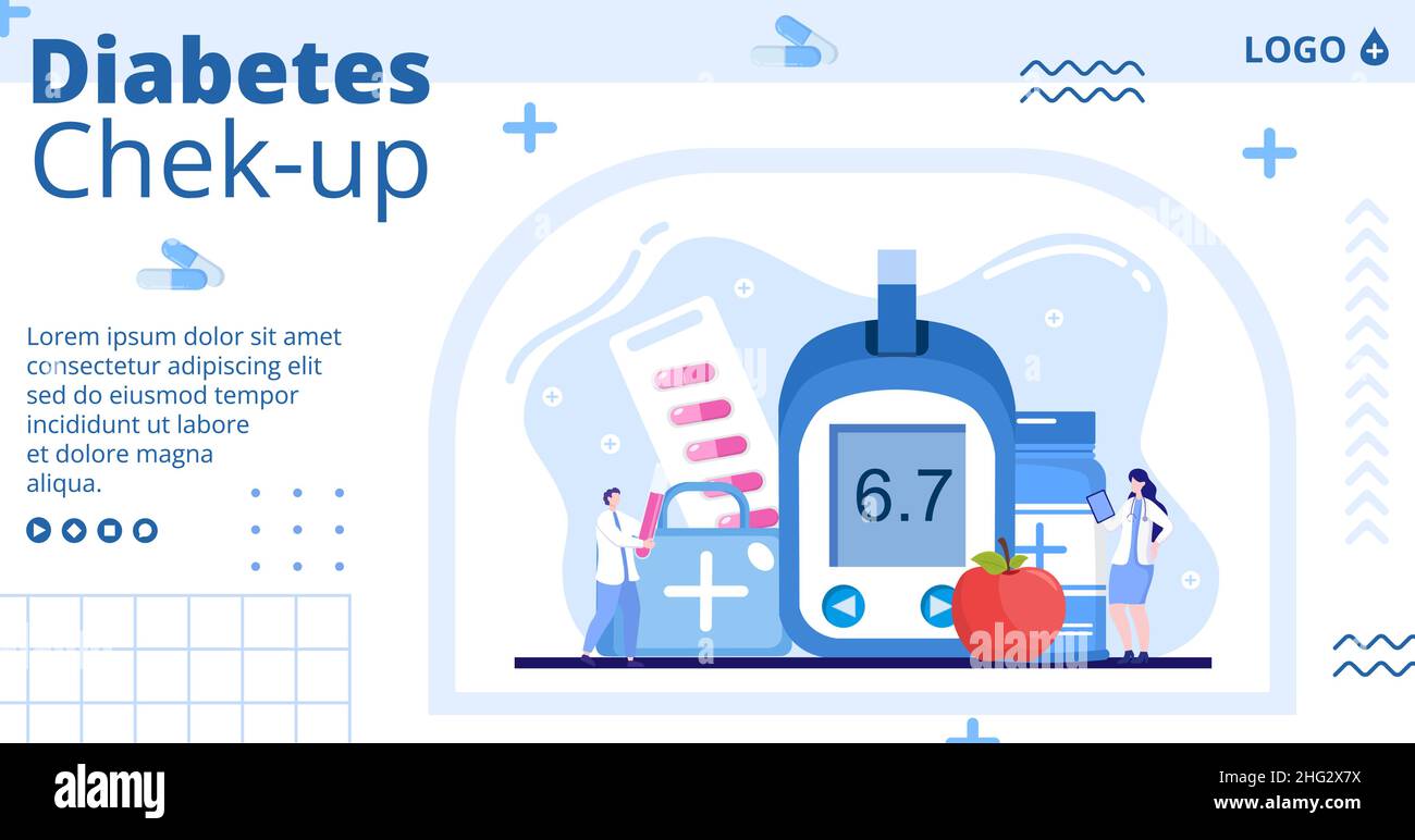 Diabetes Testing Post Template Flat Design Illustration Editable of ...