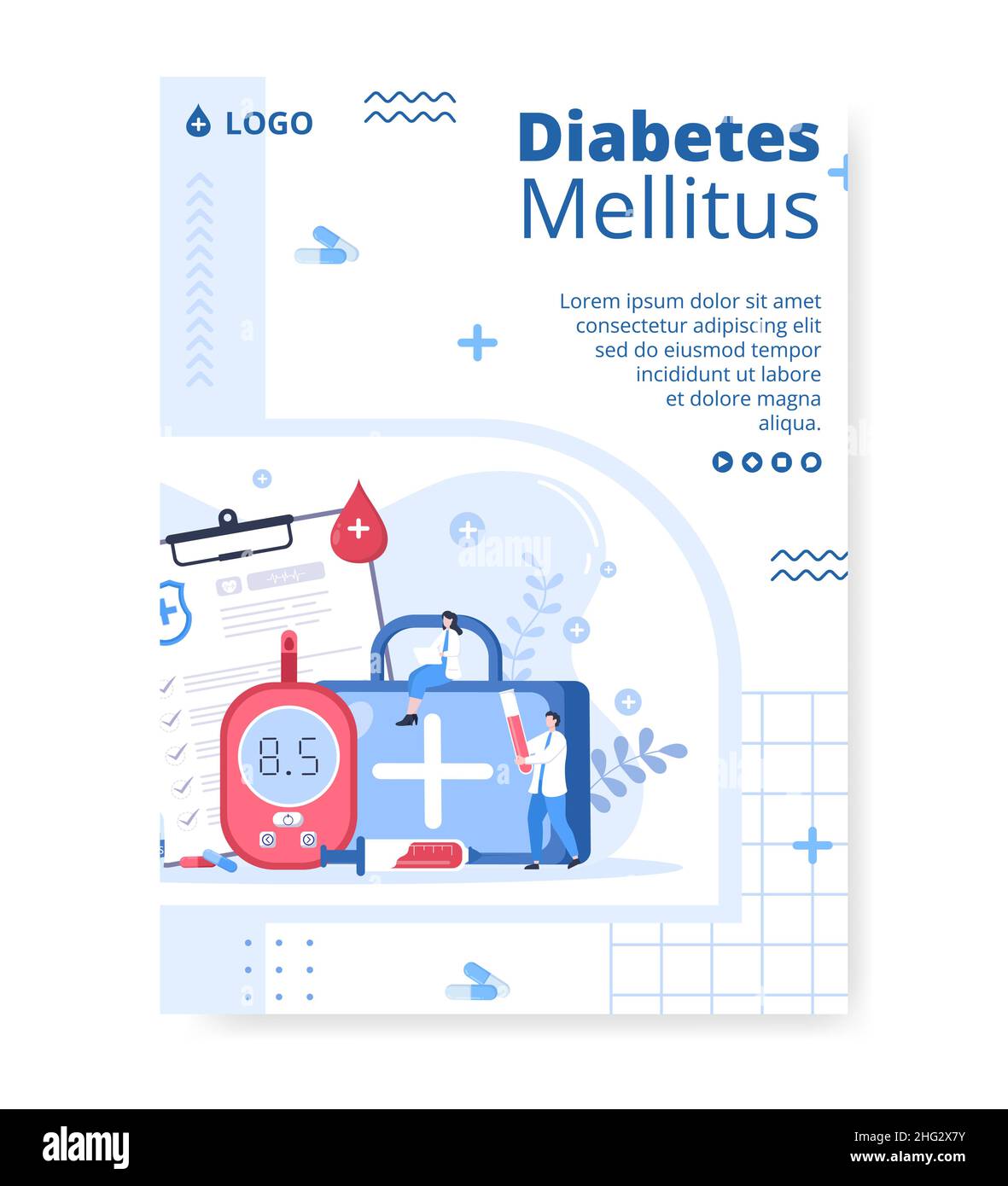 Diabetes Testing Poster Template Flat Design Illustration Editable of ...
