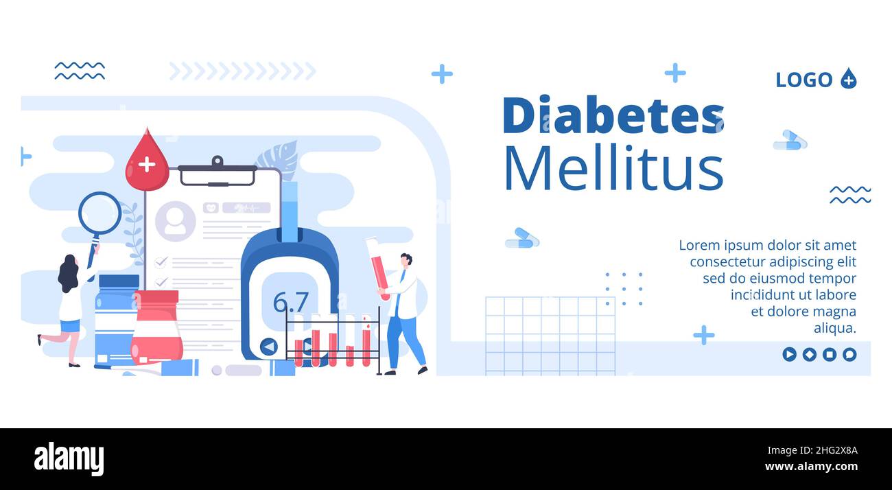 Diabetes Testing Cover Template Flat Design Illustration Editable of ...