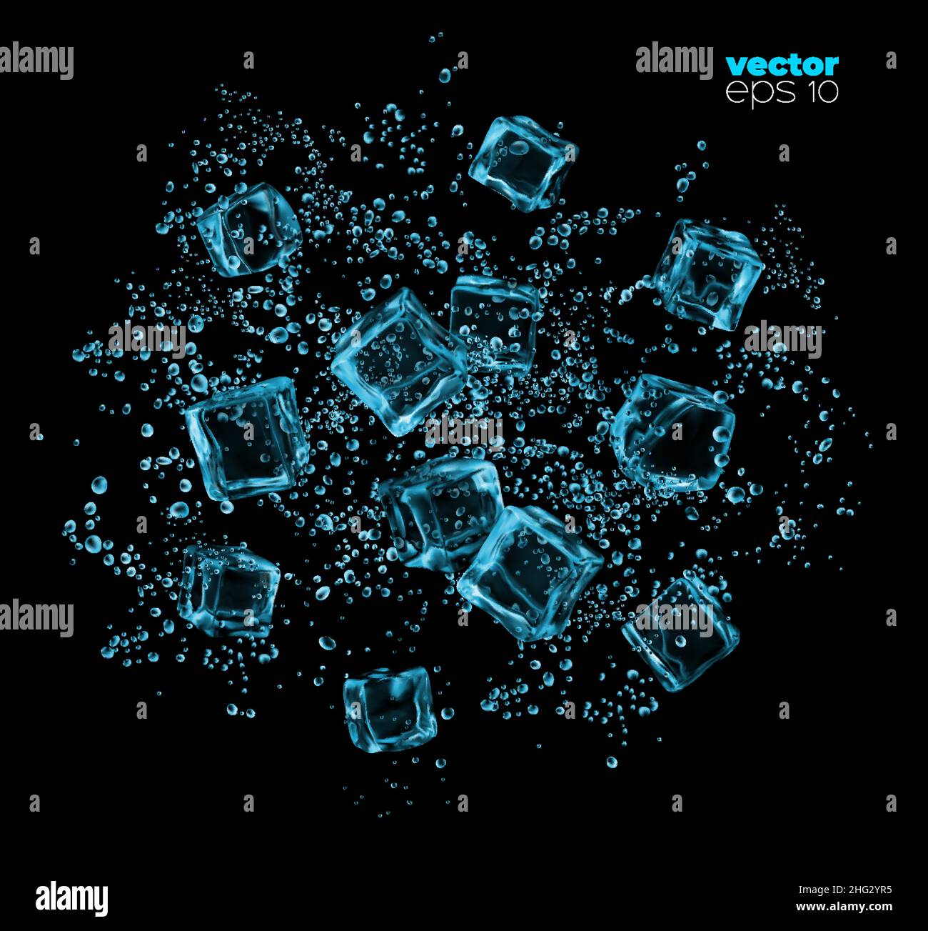 Falling ice cubes on black Stock Vector Images - Alamy