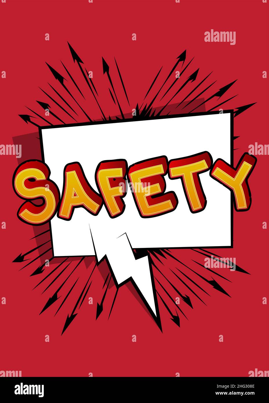 Safety. Comic book word text on abstract comics background. Retro pop ...
