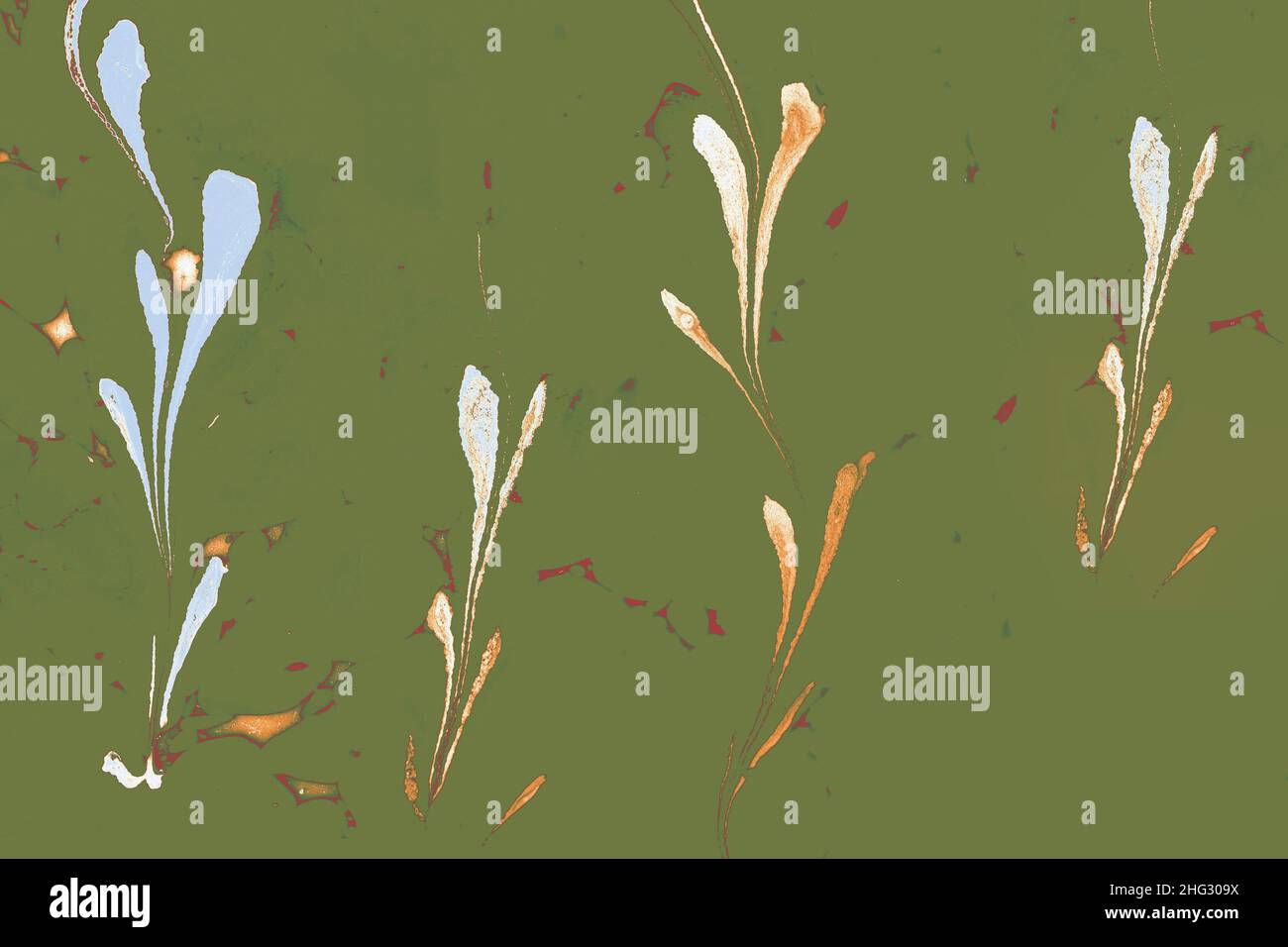 Ebru Marbling texture with floral patterns Stock Photo - Alamy