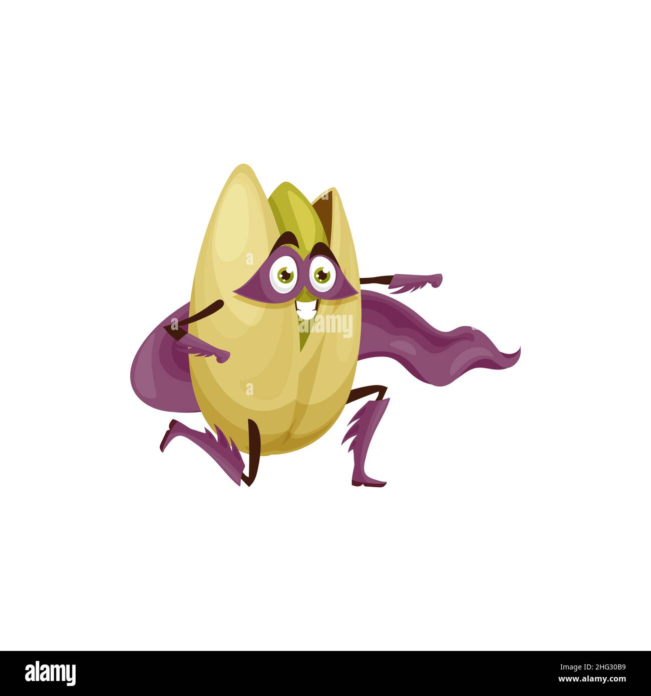 Pistachio nut in shell superhero in mask and cape isolated cartoon ...
