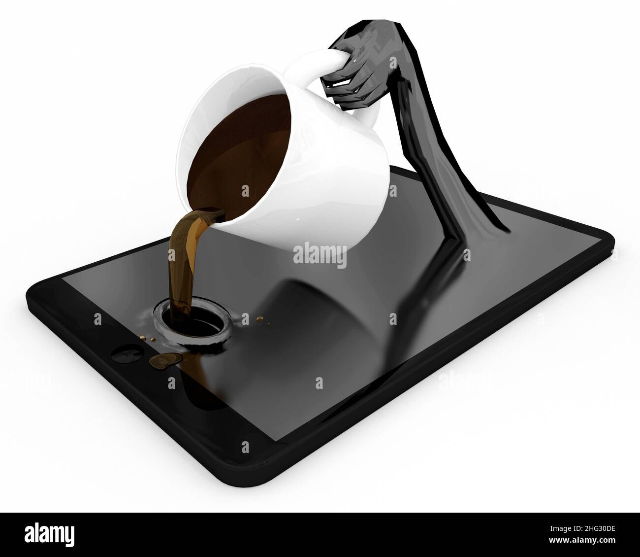 Digital Tablet Drinking Coffee Stock Photo - Alamy