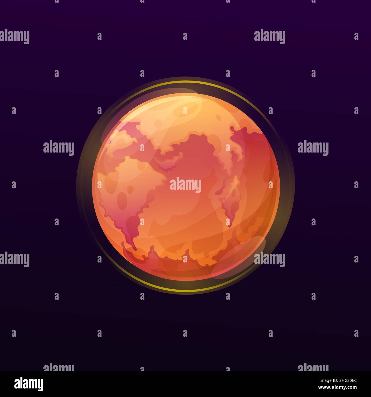 Red space planet with oceans and continents. Space fantasy or ...