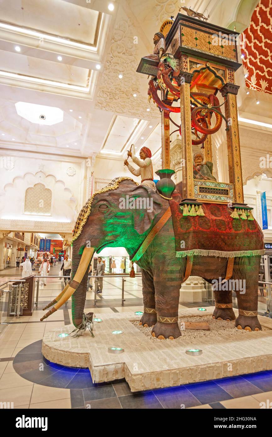 A magnificent elephant sculpture in the Ibn Battuta Mall in Dubai in ...
