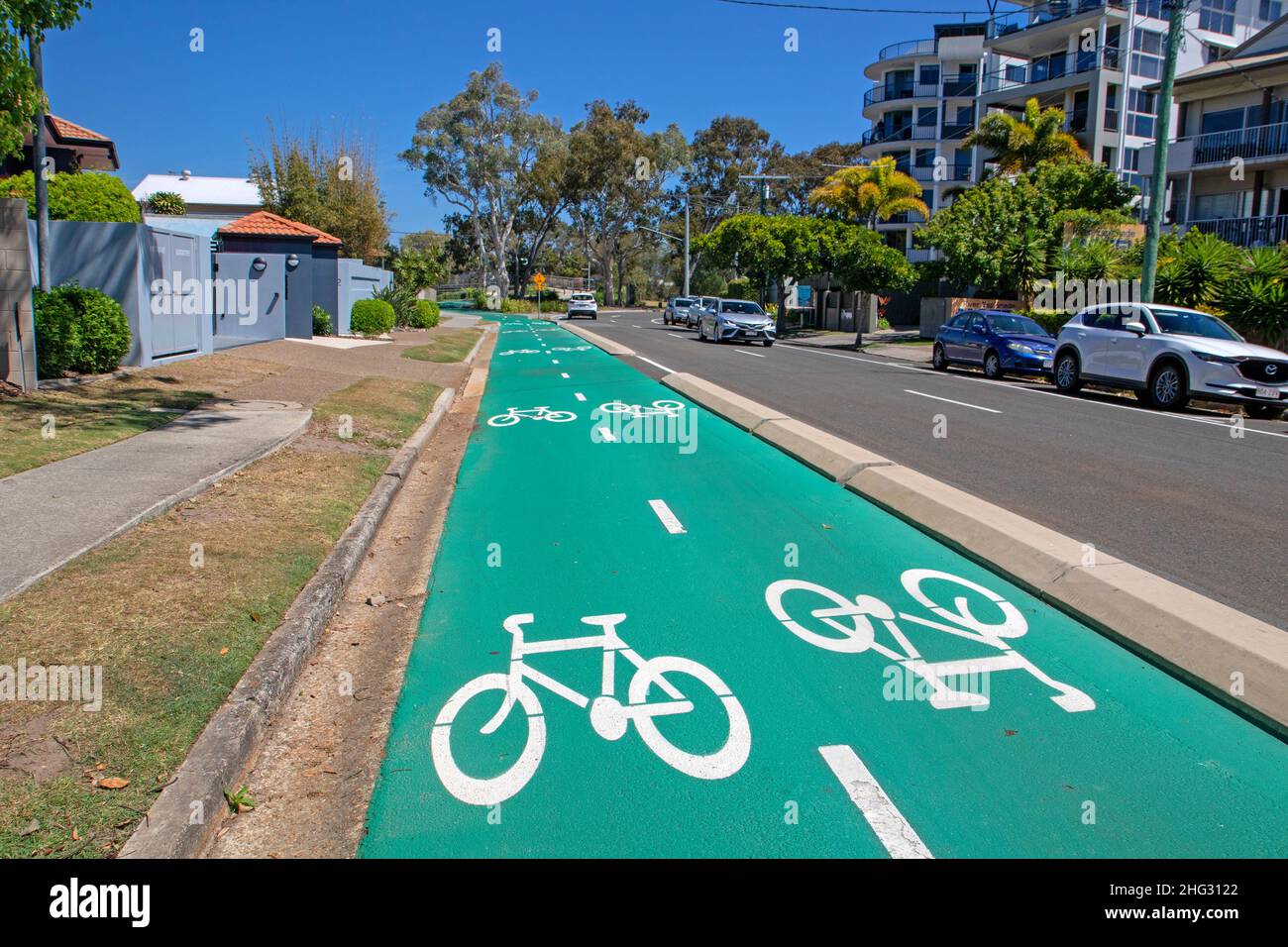 Bike lane in Mooloolaba Stock Photo - Alamy