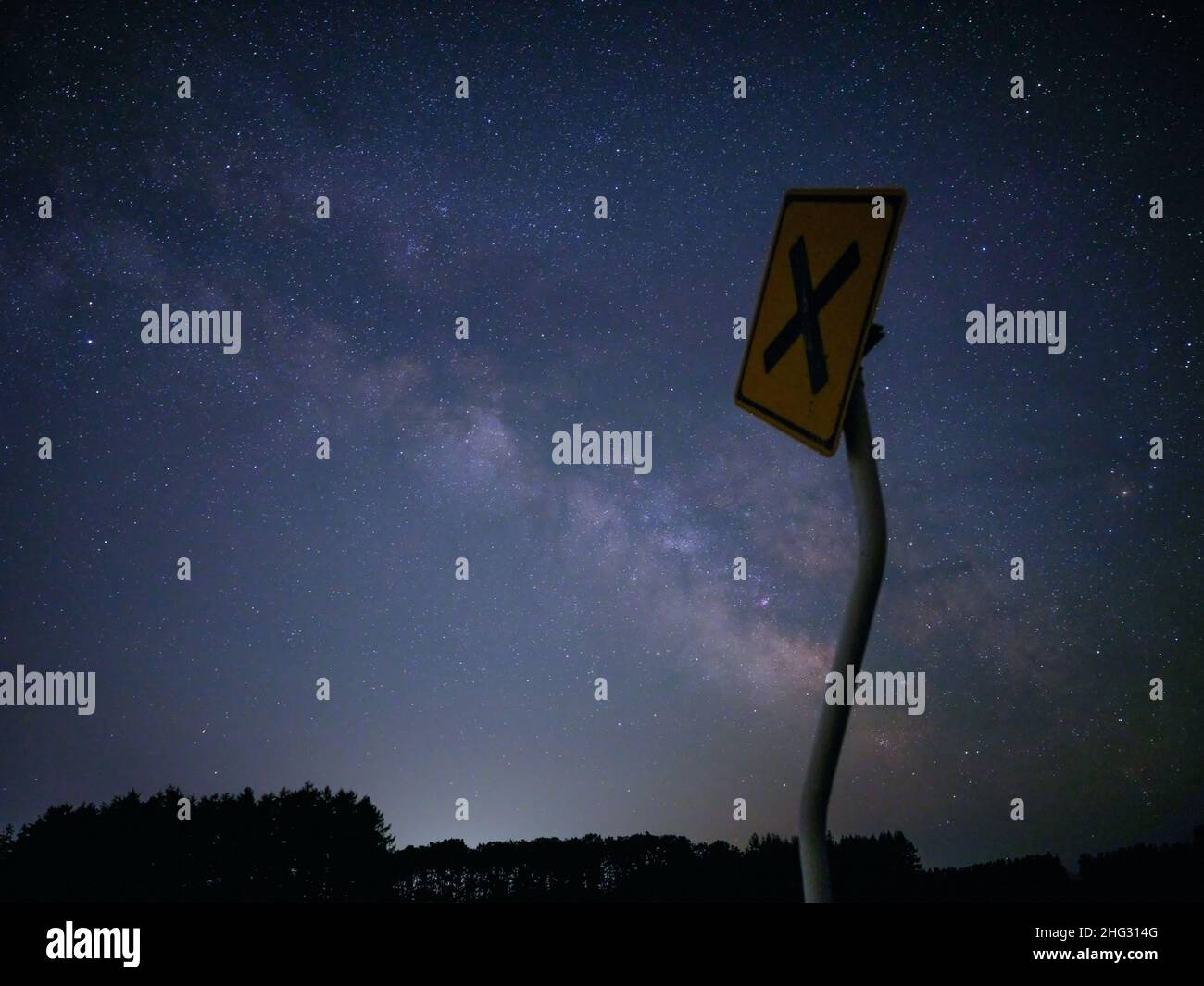 Road Sign and Milky Way Stock Photo - Alamy