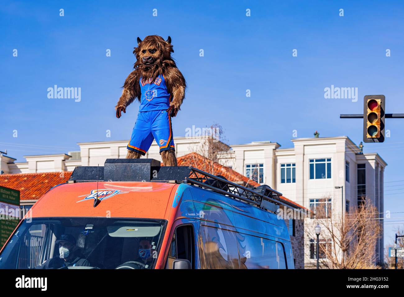 Oklahoma, JAN 17 2022 - Oklahoma City Thunder parade in the Martin ...