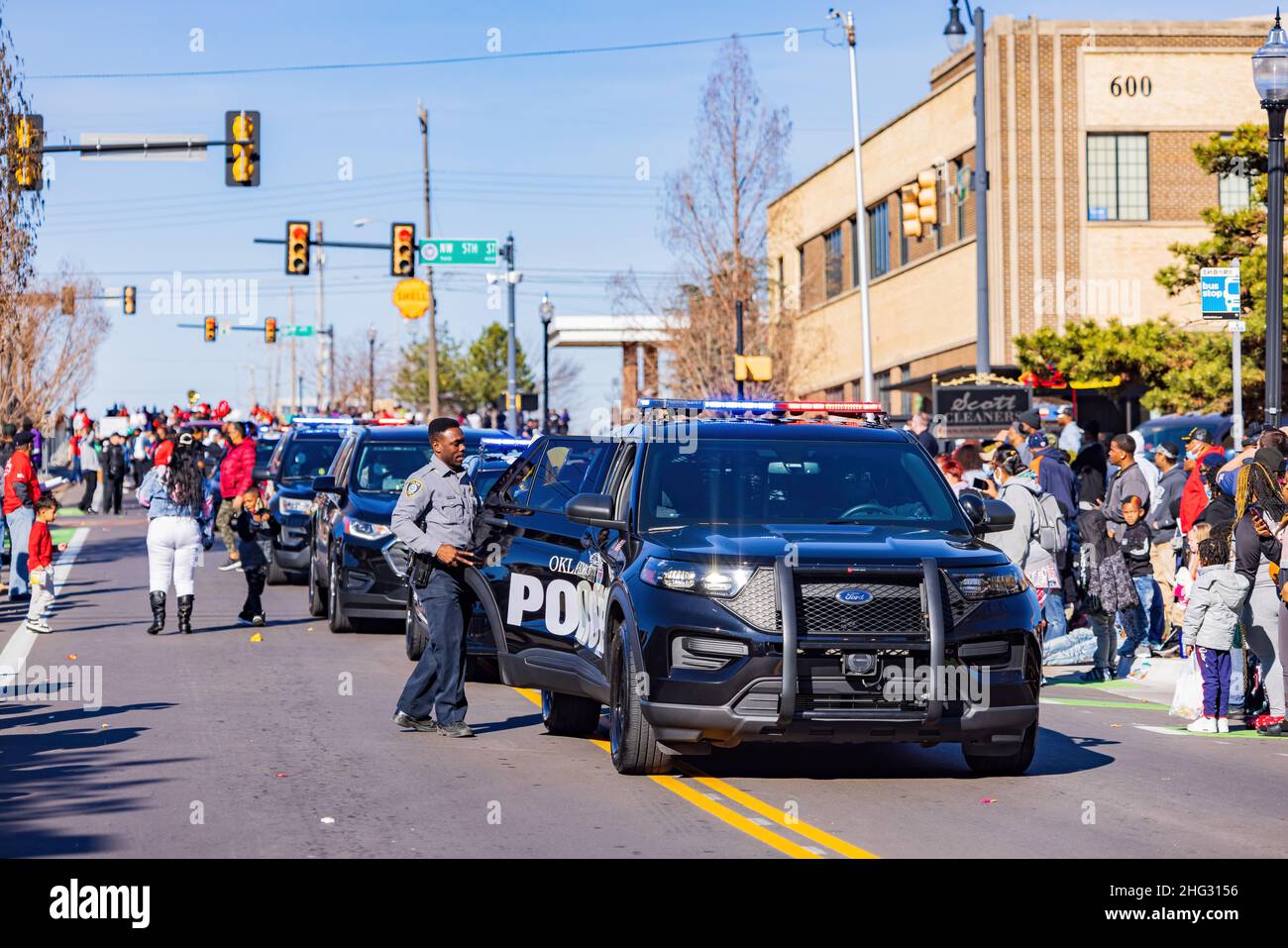 Oklahoma, JAN 17 2022 - Close up shot of the police vehicle in Martin ...