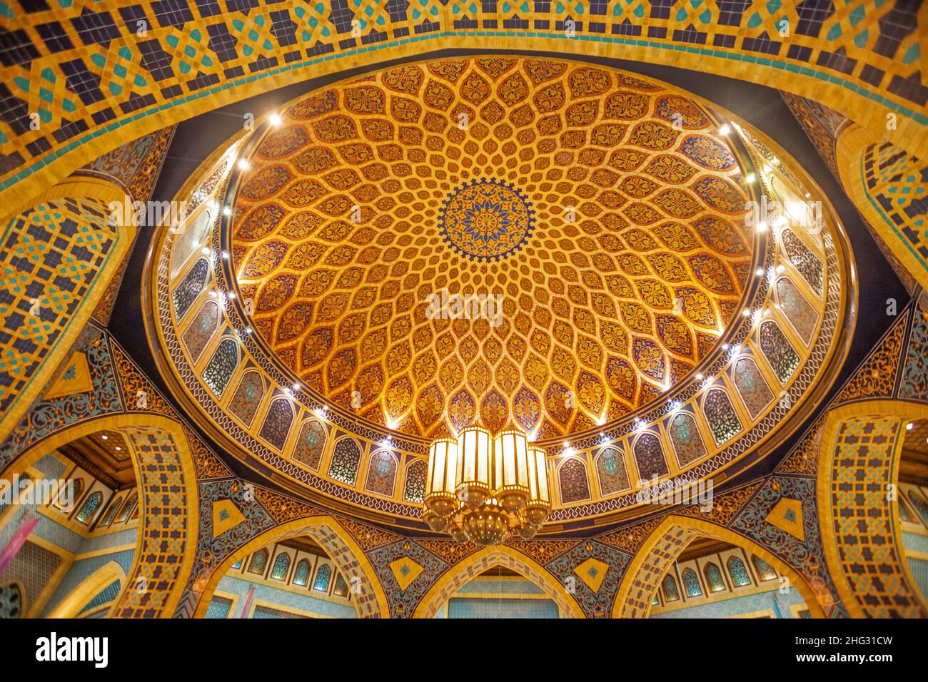 An Arabesque ceiling in the Ibn Battuta Mall in Dubai in the United ...