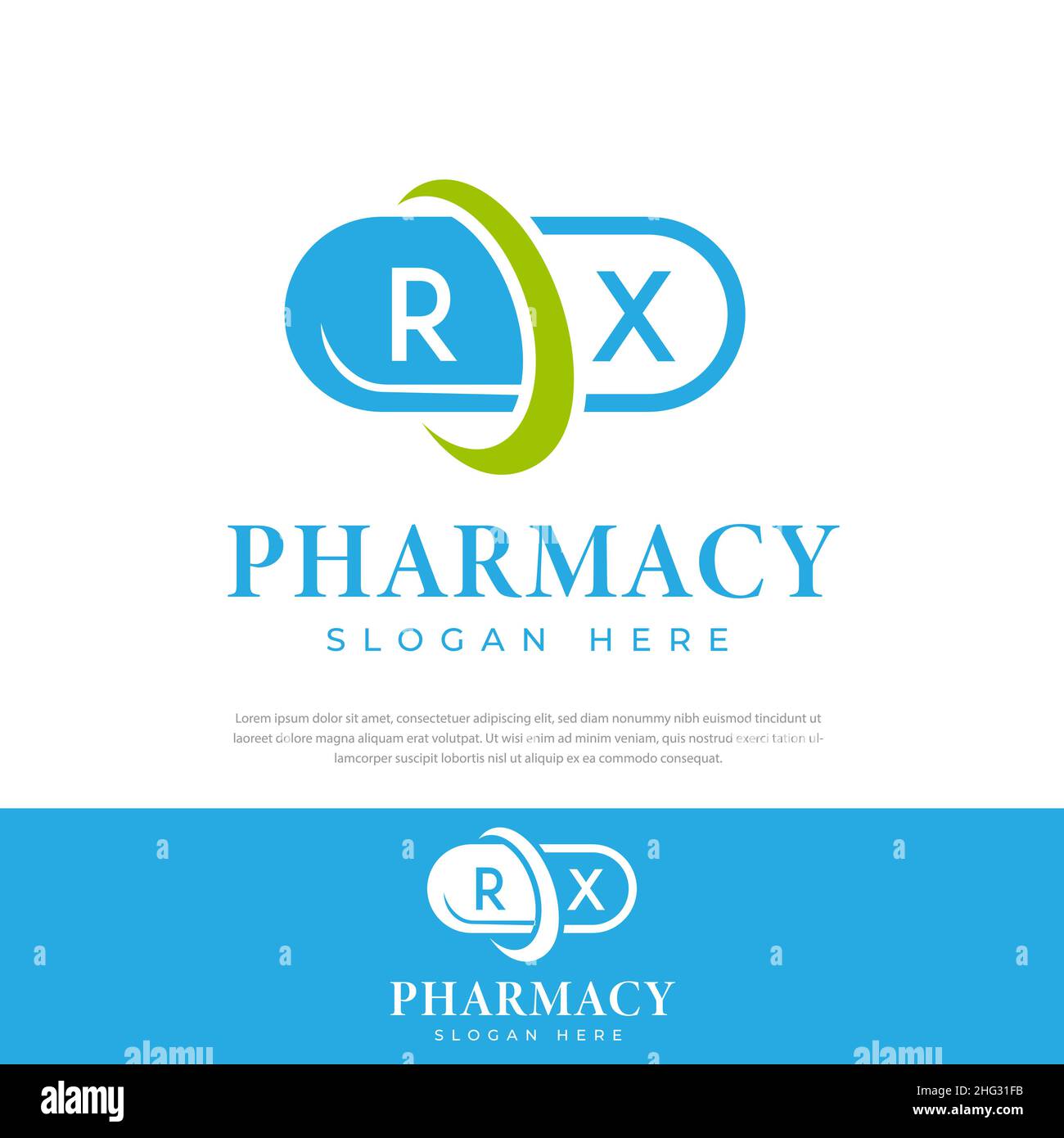 RX pharmaceutical capsule medicine logo vector. white background.Doctor ...