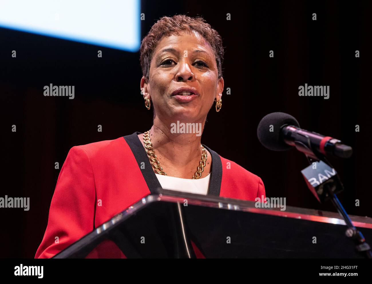 New York, NY - January, 17, 2022: Council Speaker Adrienne Adams speaks ...