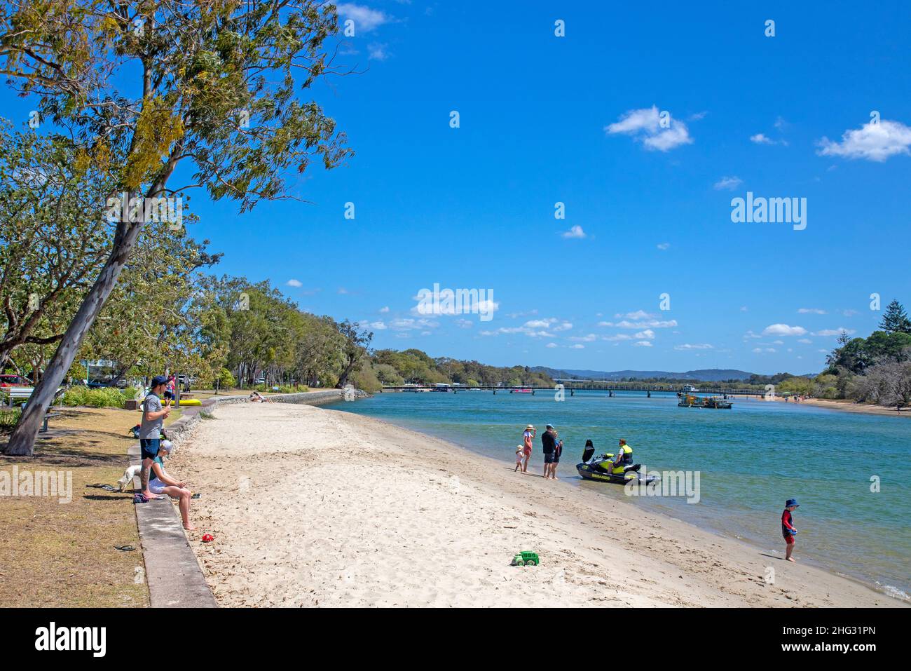 Beach play along the Maroochy River in Maroochydore Stock Photo - Alamy
