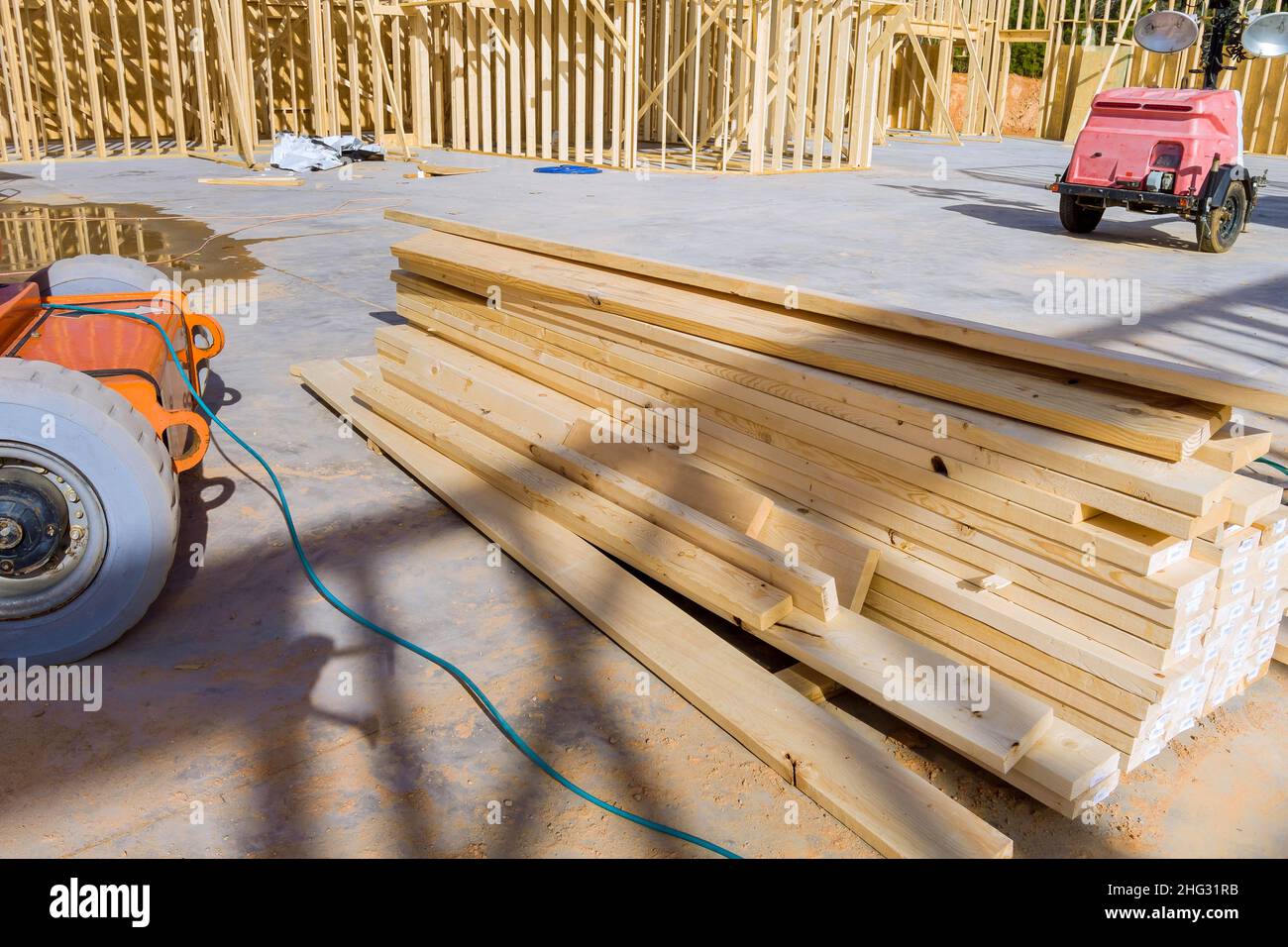Beam large wooden beams for construction building material Stock Photo ...